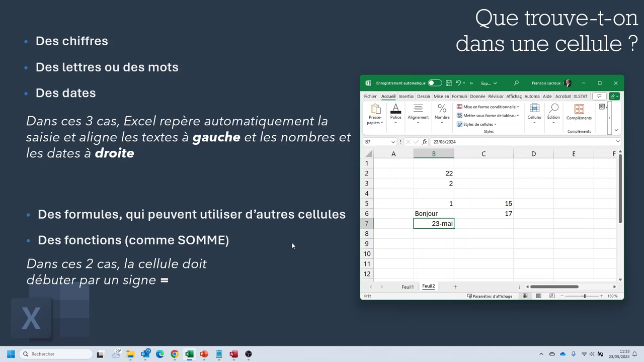 UTLN.Pod - Excel - Le Contenu De La Cellule Excel